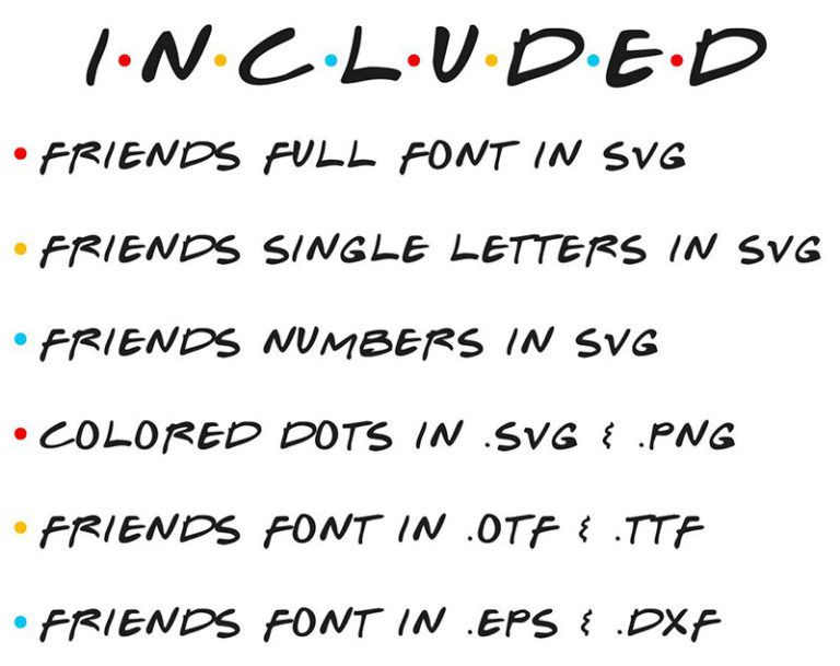 Friends Font Svg,Friends Svg With Dots,Friends Alphabet And Number Svg ...