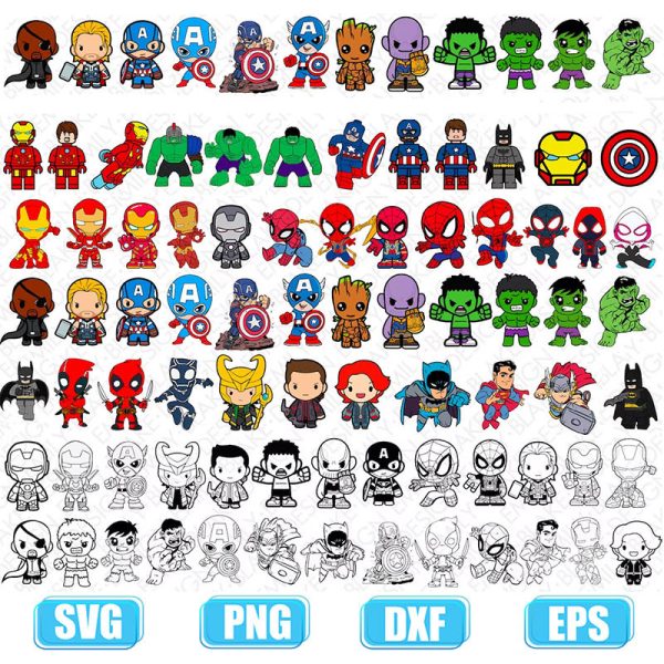 Chibi Heroes,Superhero Svg Png,Layered Baby Superhero Svg,Super Hero ...